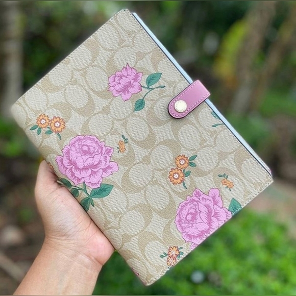 Coach | Office | Coach Notebook In Signature Canvas With Prairie Rose ...